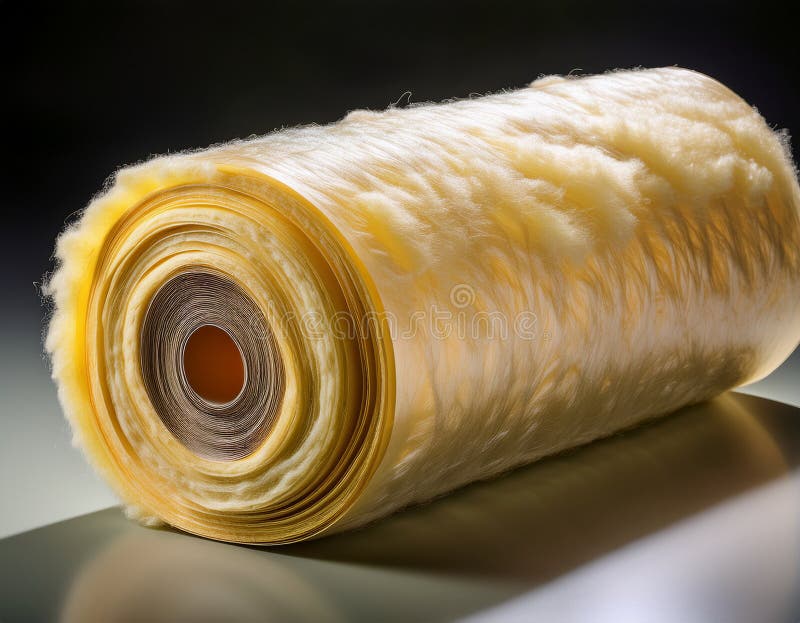 A Roll of Fiberglass Insulation Unfurling on a Smooth Surface ...