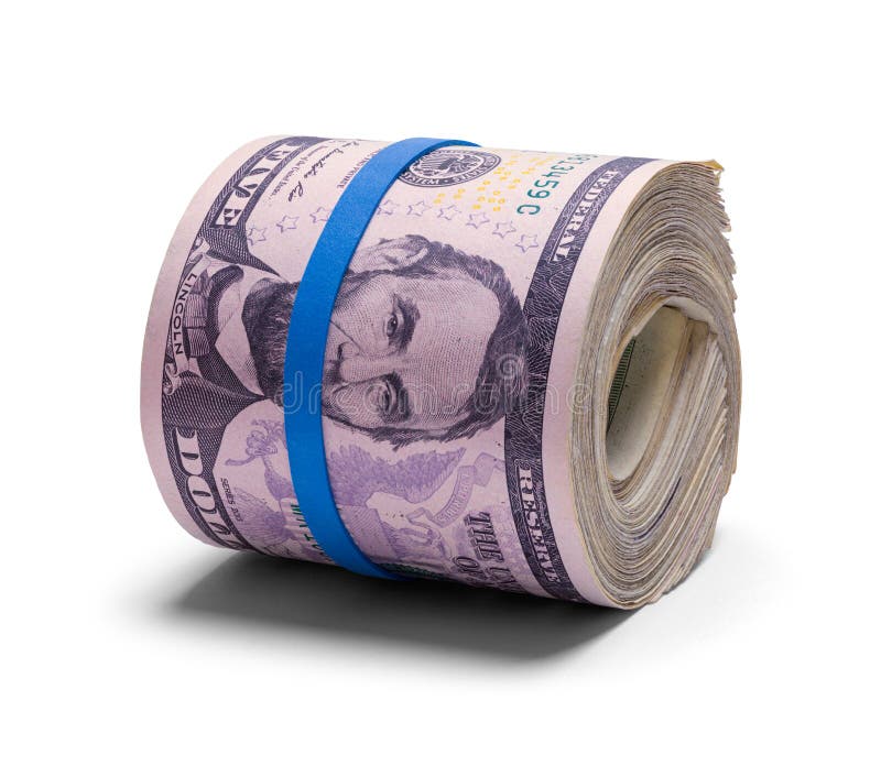 Five Dollar Bill Roll stock image. Image of isolated - 120445059