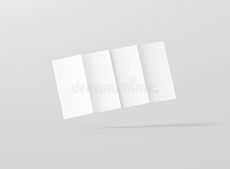 4 Roll Fold Brochure Mockup DL Back Open Front View Stock Illustration ...