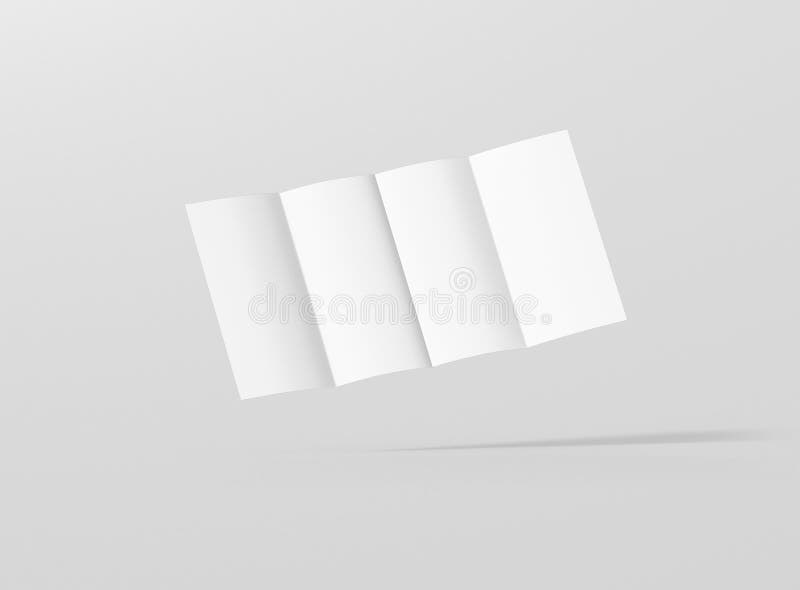 4 Roll Fold Brochure Mockup DL Open Front View Stock Illustration ...