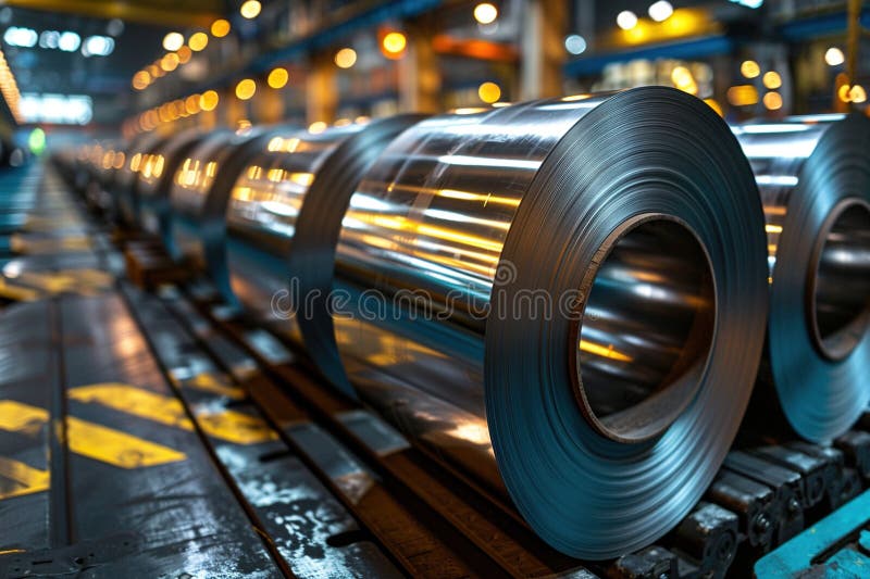 Roll of Galvanized Steel Sheet at Metalworking Factory. Generative AI ...