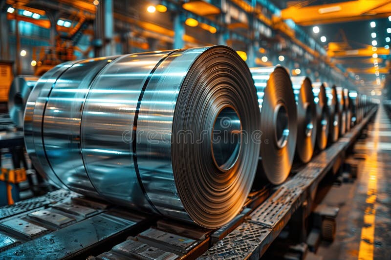 Roll of Galvanized Steel Sheet at Metalworking Factory. Generative AI ...