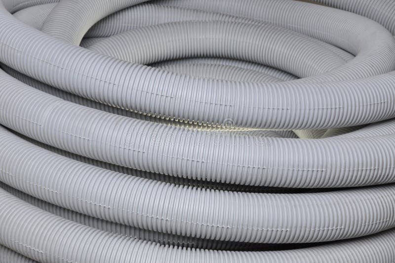 Gray Corrugated Plastic Pipe Stock Image - Image of hosepipe ...