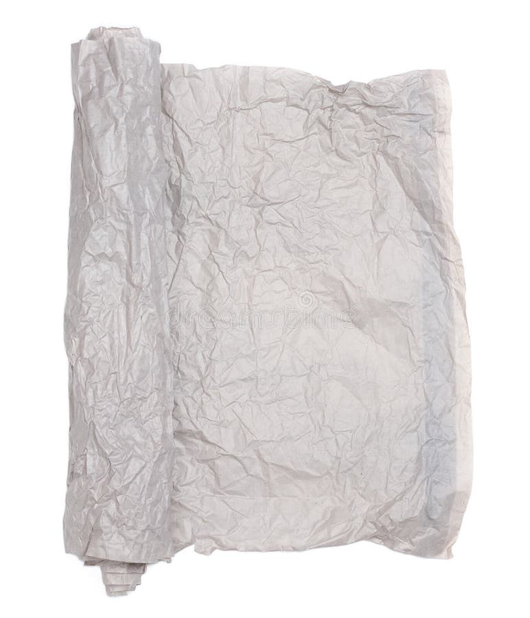 Roll of Gray Crumpled Paper Isolated on White Background Stock Image ...