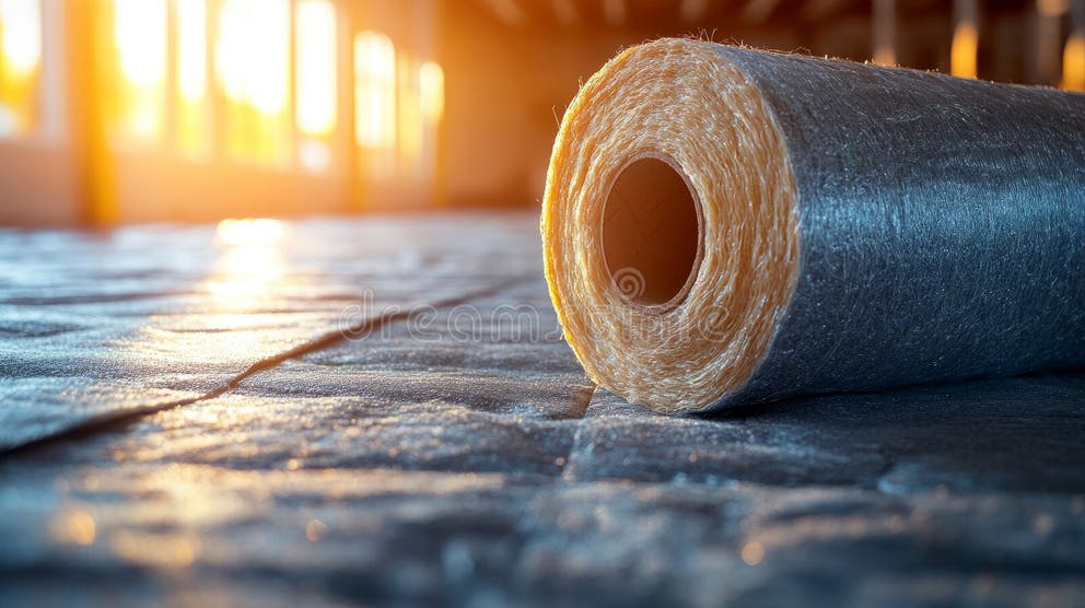 Roll of Insulation Material in a Sunlit Space. Stock Image - Image of ...