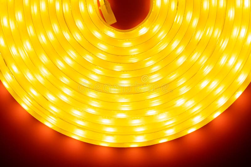 A Roll of LED Decorative Light, Golden Glow Strip Stock Photo - Image ...