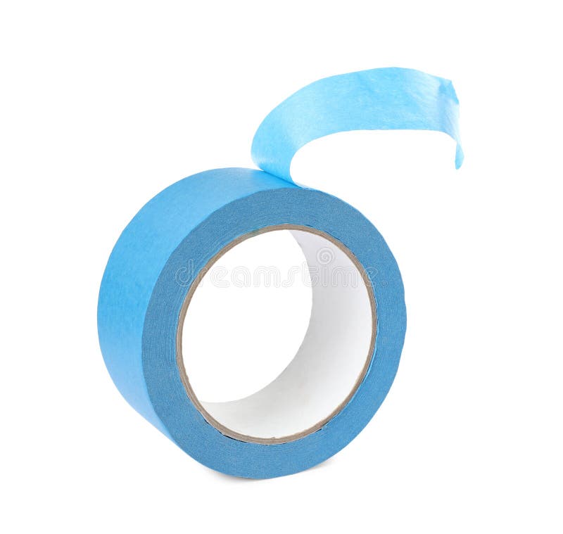 Roll of Light Blue Adhesive Tape Isolated on White Stock Image - Image ...