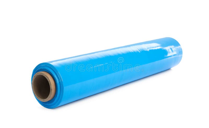 Roll of Light Blue Stretch Wrap Isolated on White Stock Photo - Image ...