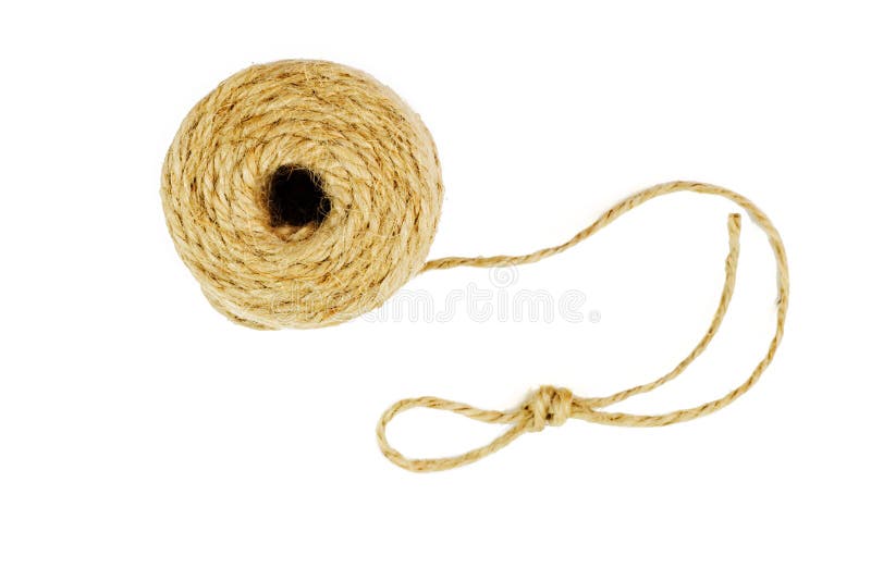 Roll of Linen String Rope Isolated Stock Image - Image of round, linen ...