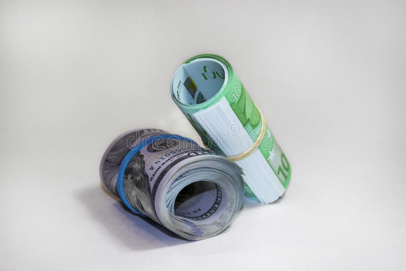 Roll of Dollars Bill Banknotes with Red Ribbon in Supermarket Trolley ...