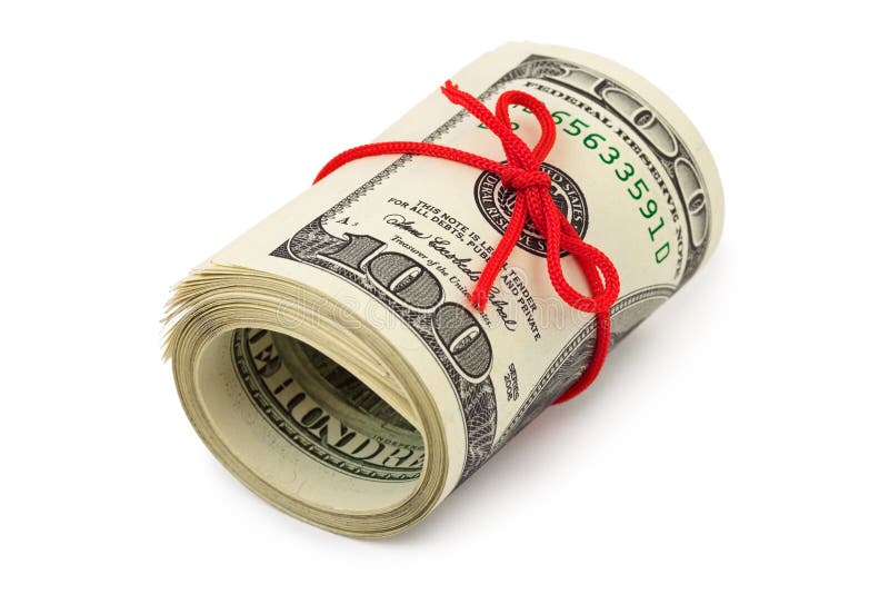 Roll of money and bow stock image. Image of financial - 16377559