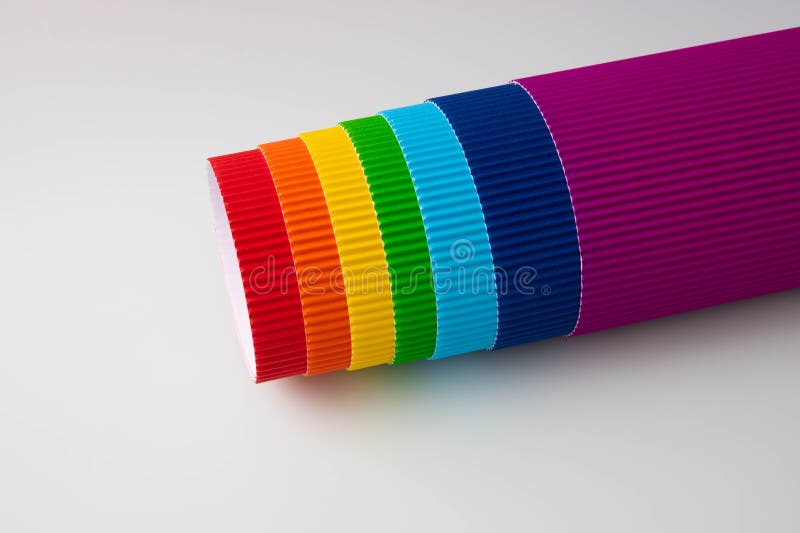 A Roll of Multicolored Sheets of Corrugated Paper Stock Image - Image ...