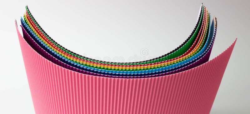 A Roll of Multicolored Sheets of Corrugated Paper Stock Image - Image ...