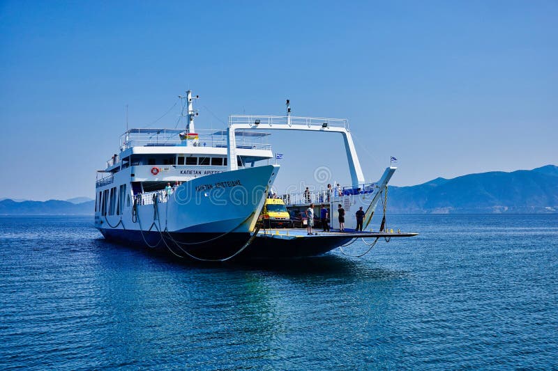 Roll on Roll Off Ferry Approaching Dock, Greece Editorial Stock Photo ...