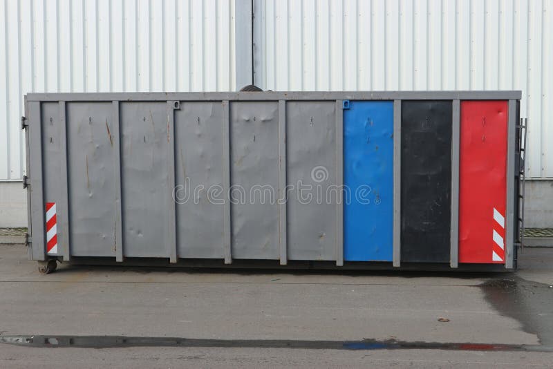 Roll Off Hook Lift Container in an Industrial Site Stock Image - Image ...