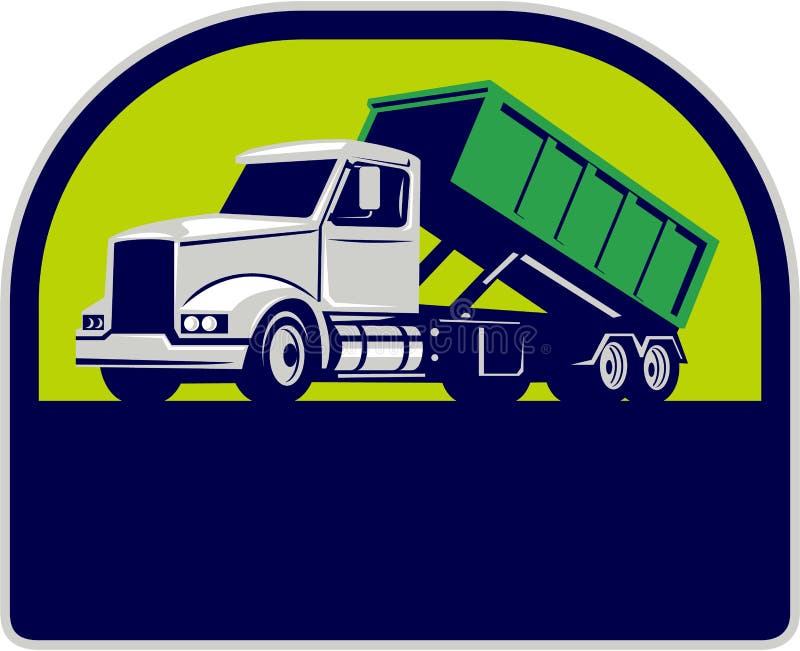Roll-Off Truck Side Up Half Circle Retro Stock Vector - Illustration of ...