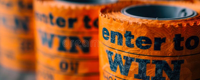 Roll of Orange Enter To Win Tickets Coiled on a White Background ...