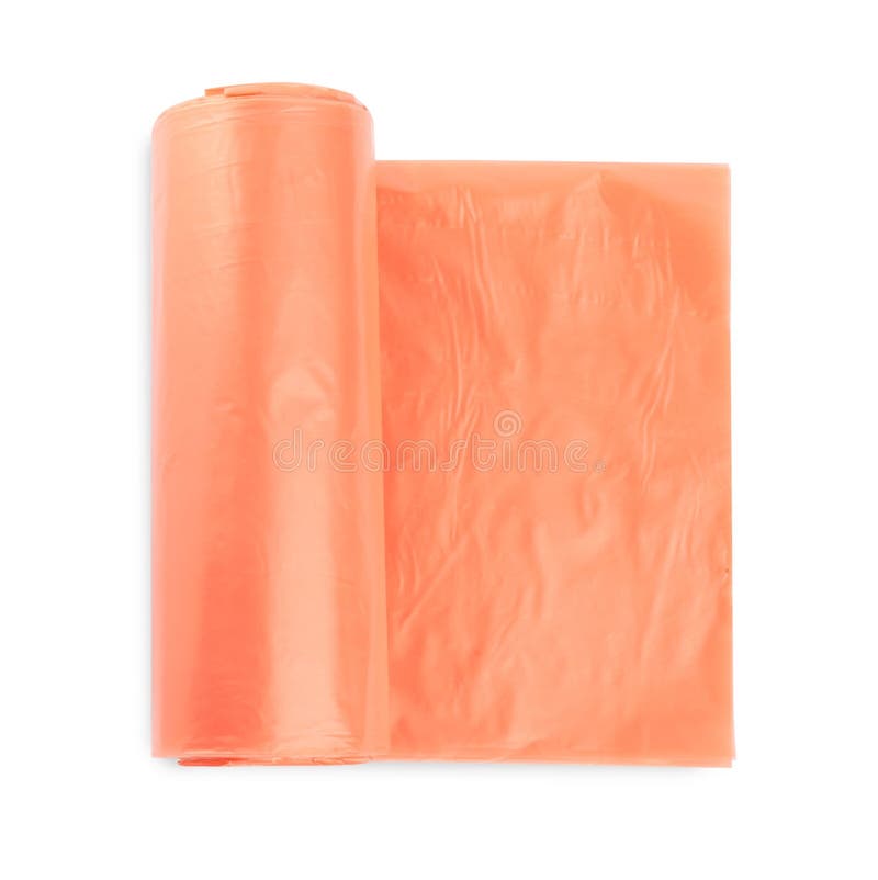 Roll of Orange Garbage Bags Isolated, Top View Stock Image - Image of ...