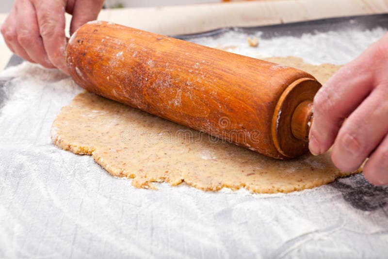 Roll Out the Biscuit Dough on the Baking Mat Stock Image - Image of ...