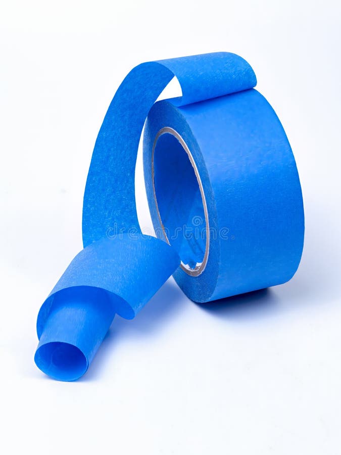 Roll of Painters Masking Tape Blue in Color Stock Photo - Image of ...