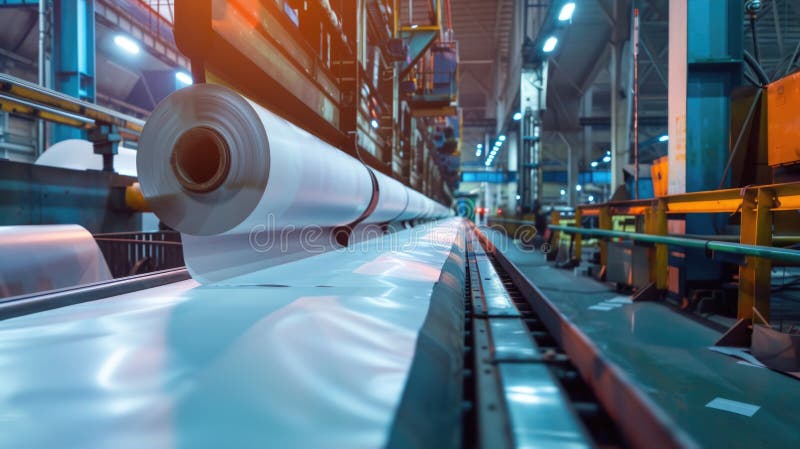 A Roll of Paper on a Conveyor Belt, Suitable for Industrial Concepts ...