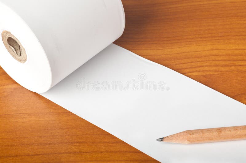 Roll of paper and pencil stock image. Image of list, desktop - 23718051