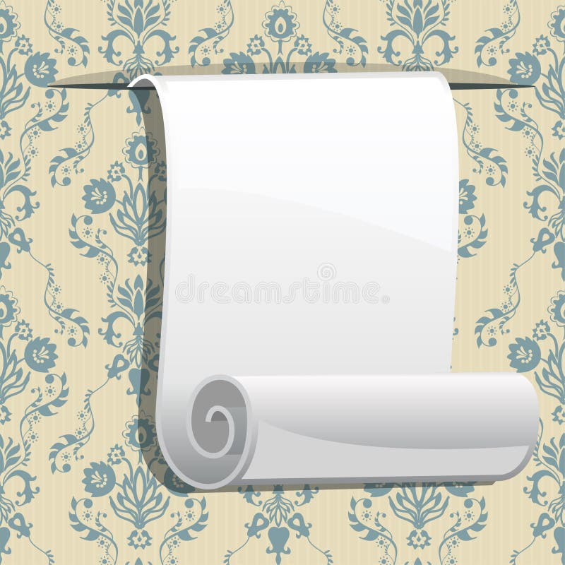 Roll of Paper on Seamless Wallpaper Stock Vector - Illustration of blue ...