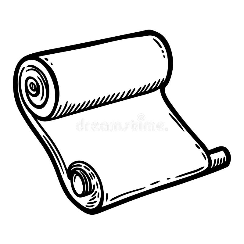 A Roll of Paper is Shown in a Black and White Drawing Stock Image ...