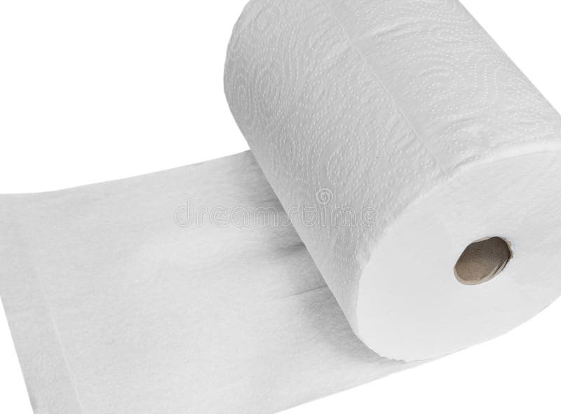 Roll of Paper Towel Isolated on a White Table. Paper Towel Stock Image ...