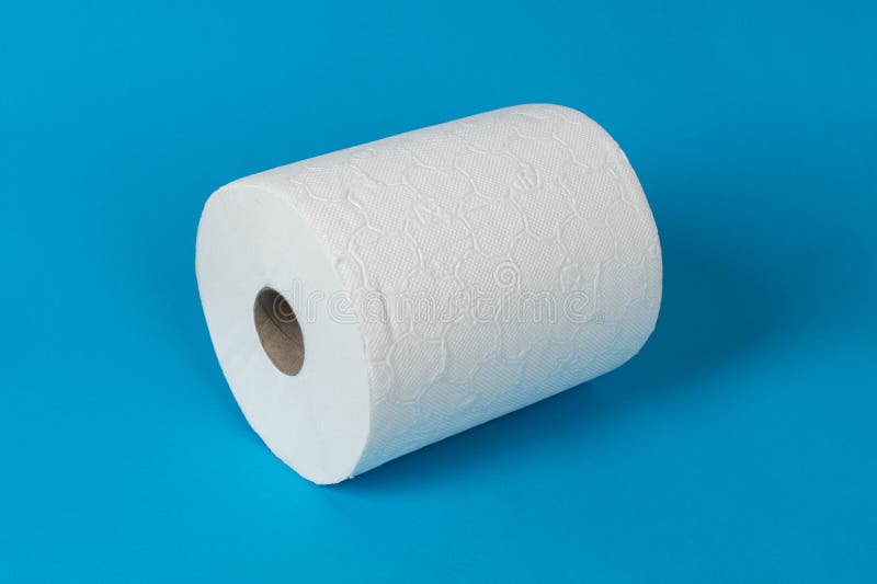 Roll of Paper Towels. Absorbent Paper Napkin Kitchen Towels on Blue ...