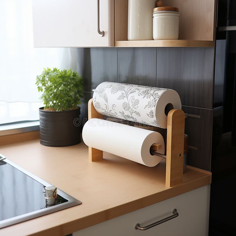 Roll of Paper Towels in the Kitchen Stock Illustration - Illustration ...