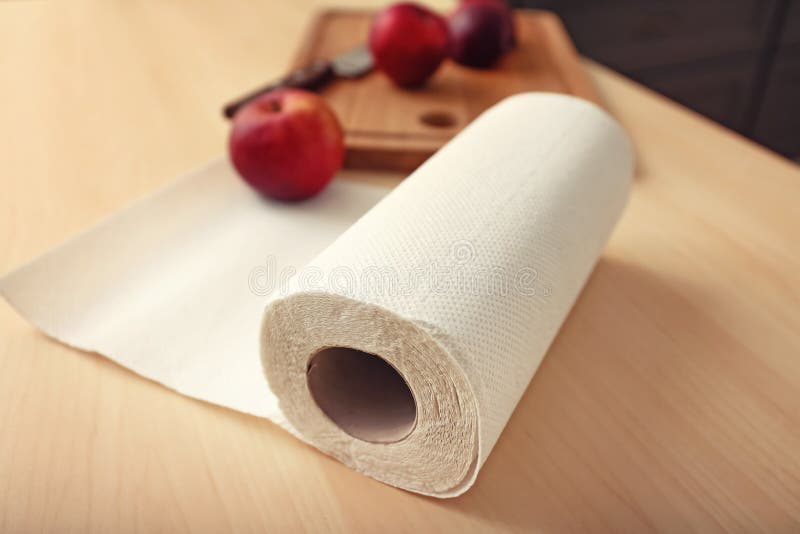 Roll of Paper Towels on Kitchen Table Stock Photo - Image of domestic ...