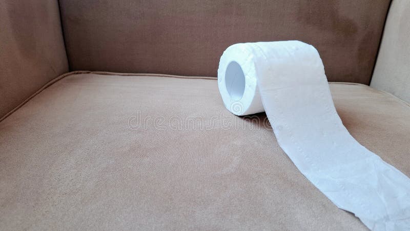 A Roll of Paper Towels Spread Out on the Sofa Stock Photo - Image of ...