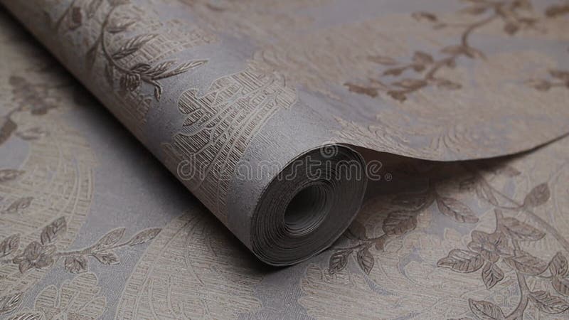 Roll of Paper Wallpaper on the Wall with Texture, Camera Movement ...