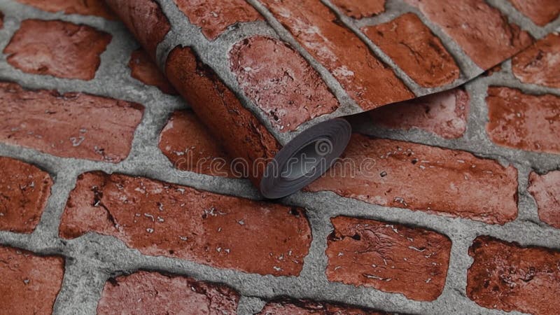 Roll of Paper Wallpaper on the Wall with Texture, Camera Movement ...