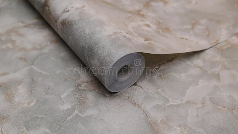 Roll of Paper Wallpaper on the Wall with Texture, Camera Movement ...