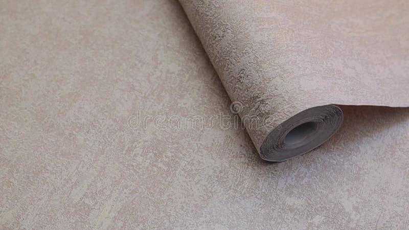 Roll of Paper Wallpaper on the Wall with Texture, Camera Movement ...