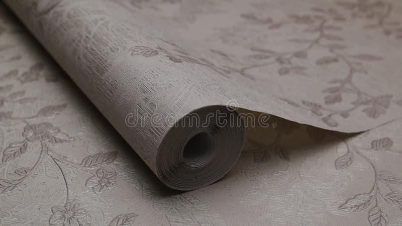 Roll of Paper Wallpaper on the Wall with Texture, Camera Movement ...