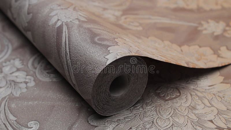 Roll of Paper Wallpaper on the Wall with Texture, Camera Movement ...