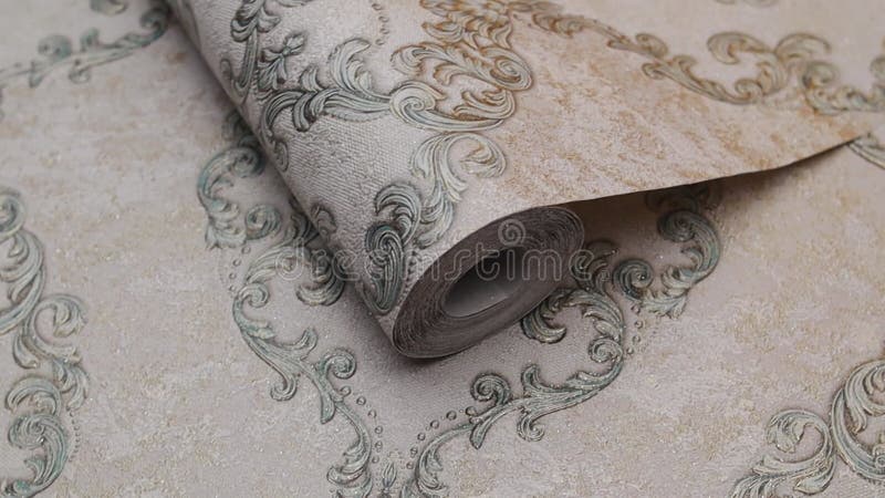 Roll of Paper Wallpaper on the Wall with Texture, Camera Movement ...