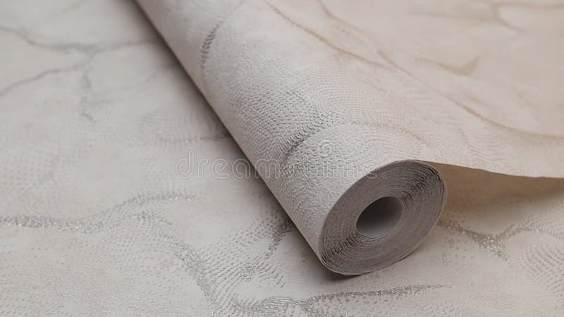 Roll of Paper Wallpaper on the Wall with Texture, Camera Movement ...