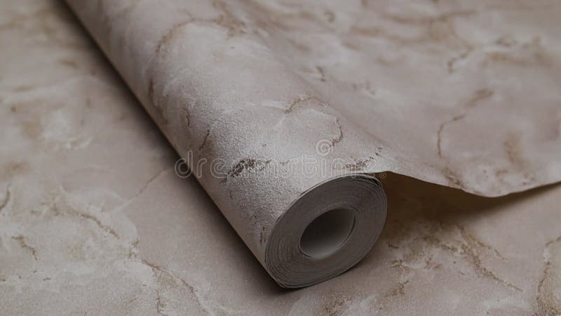 Roll of Paper Wallpaper on the Wall with Texture, Camera Movement ...