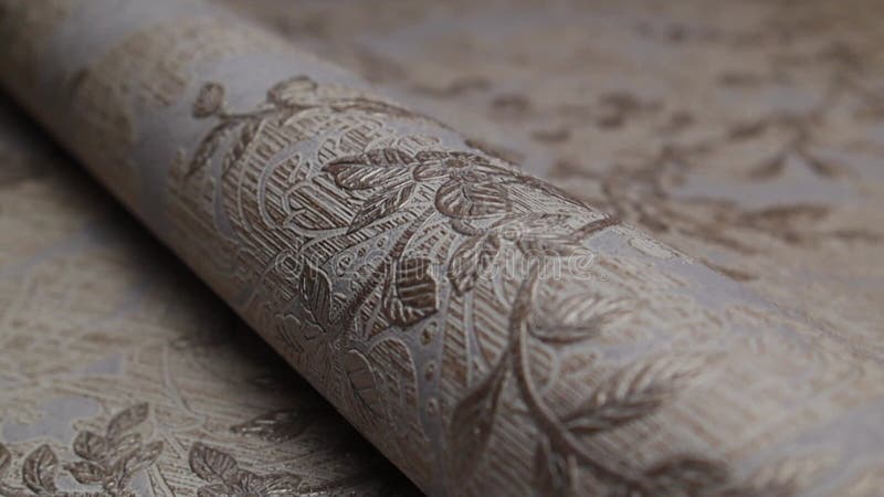 Roll of Paper Wallpaper on the Wall with Texture, Camera Movement ...