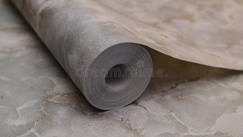 Roll of Paper Wallpaper on the Wall with Texture, Camera Movement ...