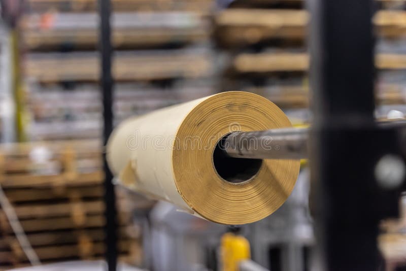 Roll of Paper Wrapping Material in Factory Workshop Packaging Stock ...