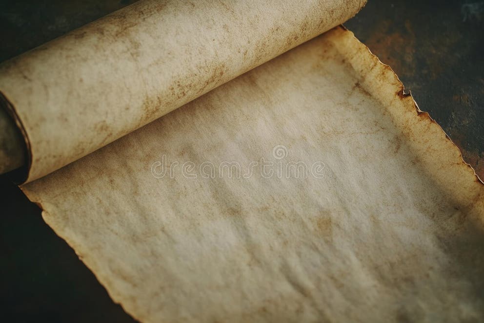 A Roll of Parchment Sits on a Table, Ready for Use Stock Image - Image ...
