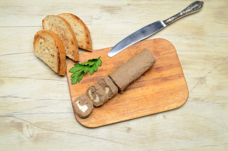 Roll Pate and Slices of Toasted Bread Stock Image - Image of goose ...
