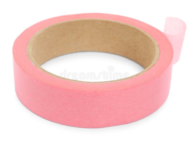 Roll of Pink Adhesive Tape Isolated on White Stock Image - Image of ...