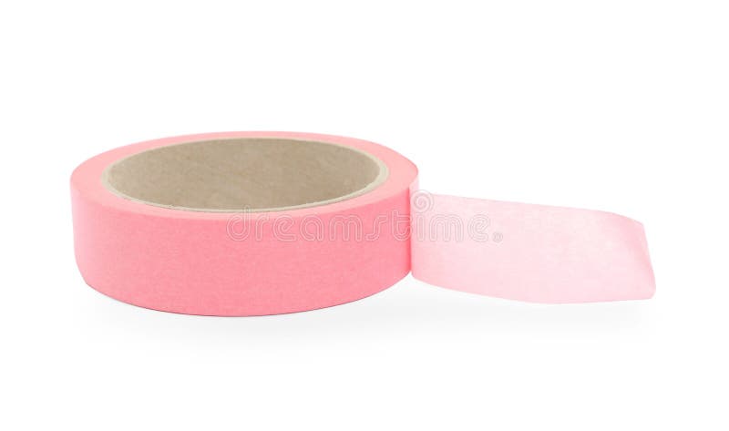 Roll of Pink Adhesive Tape Isolated on White Stock Photo - Image of ...