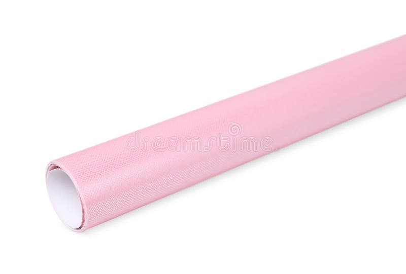 Roll of Pink Wrapping Paper on White Background Stock Photo - Image of ...